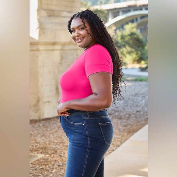 Basic Bae | Tops | Basic Bae Full Size Round Neck Short Sleeve Bodysuit ...